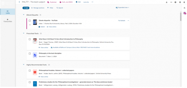 Readings and Resources List New User Interface Now Live – Charles Sturt ...